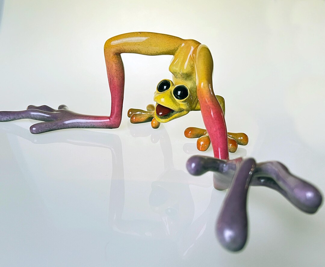 Kitty’s Critters "ping Frog Stretching" Multi-colored Porcelain/resin ...