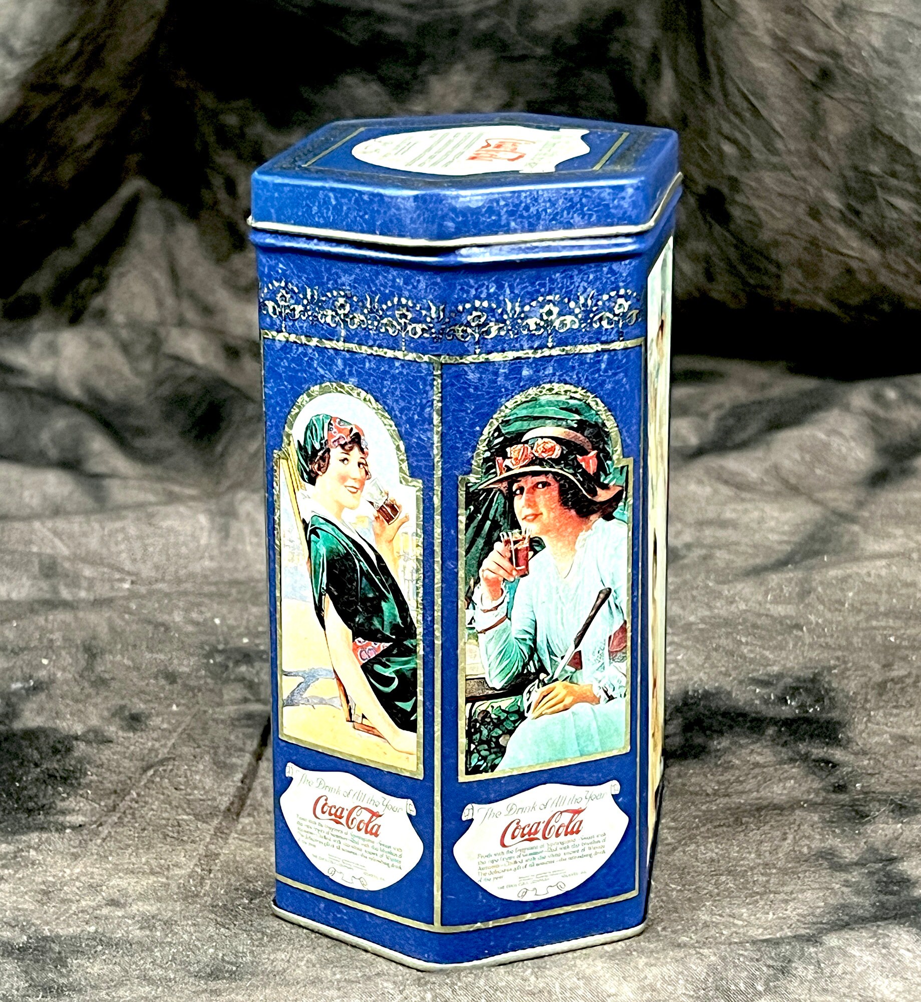 2 Vintage Retro Coca-cola Tins With 1890s Images Hexagonal - Etsy