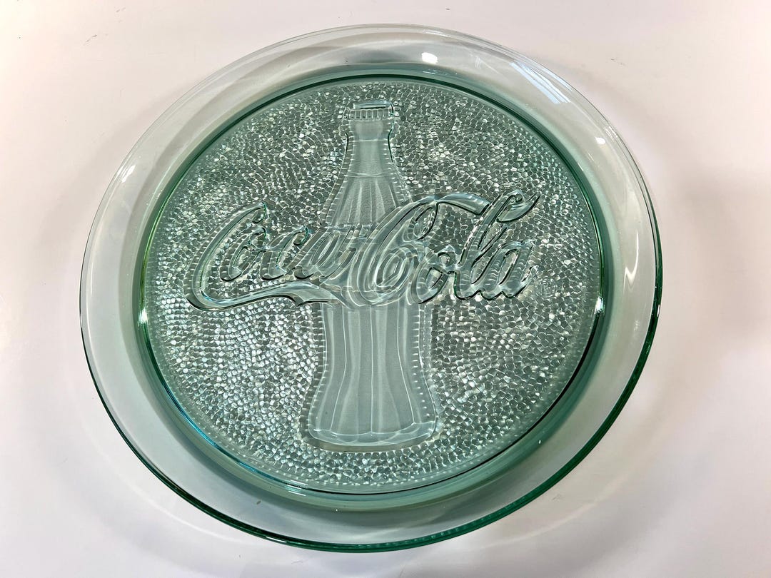 Coca-cola Round Glass Serving Tray, Platter, Coke Bottle Design, Bottle ...