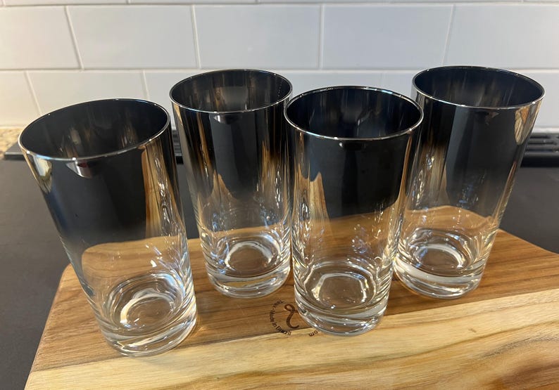 Dorothy Thorpe Style Silver Fade Glasses - Mid-century Highball or ...