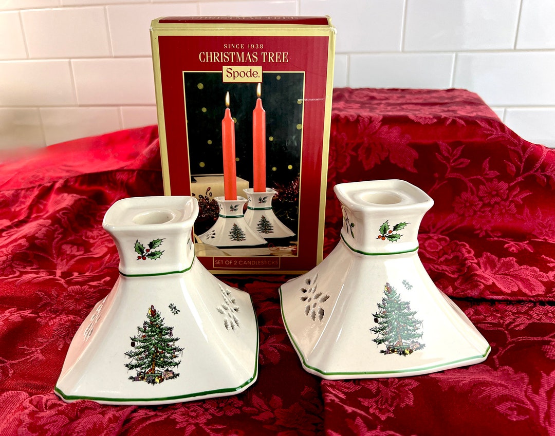 Rare Spode "christmas Tree" Ceramic Candlesticks, Candle Holders ...