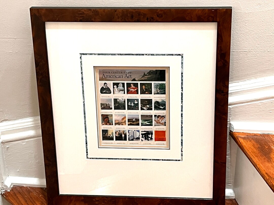 Framed Collectible Postage Stamps, 4 Centuries of American Art Sheet of ...