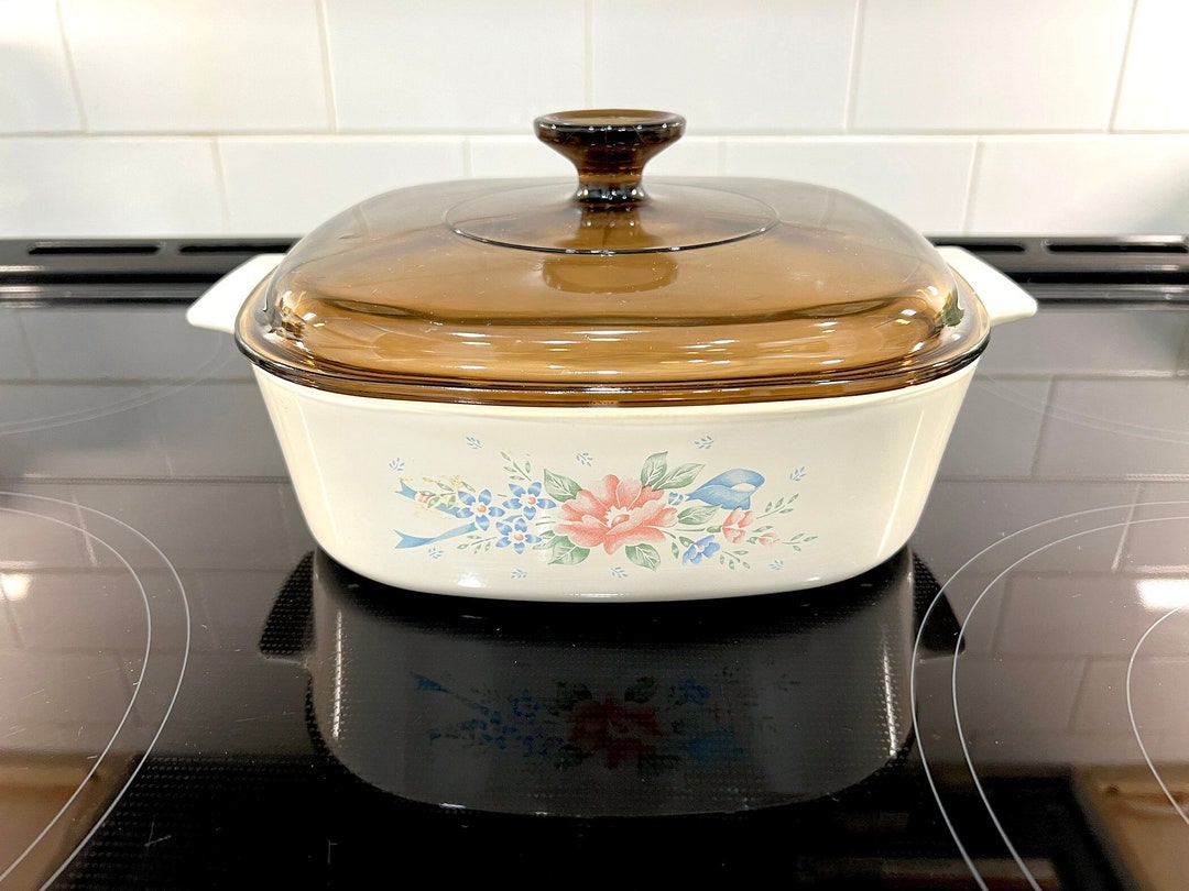 Corning Ware "symphony" Casserole Dish, Floral on Cream Background ...
