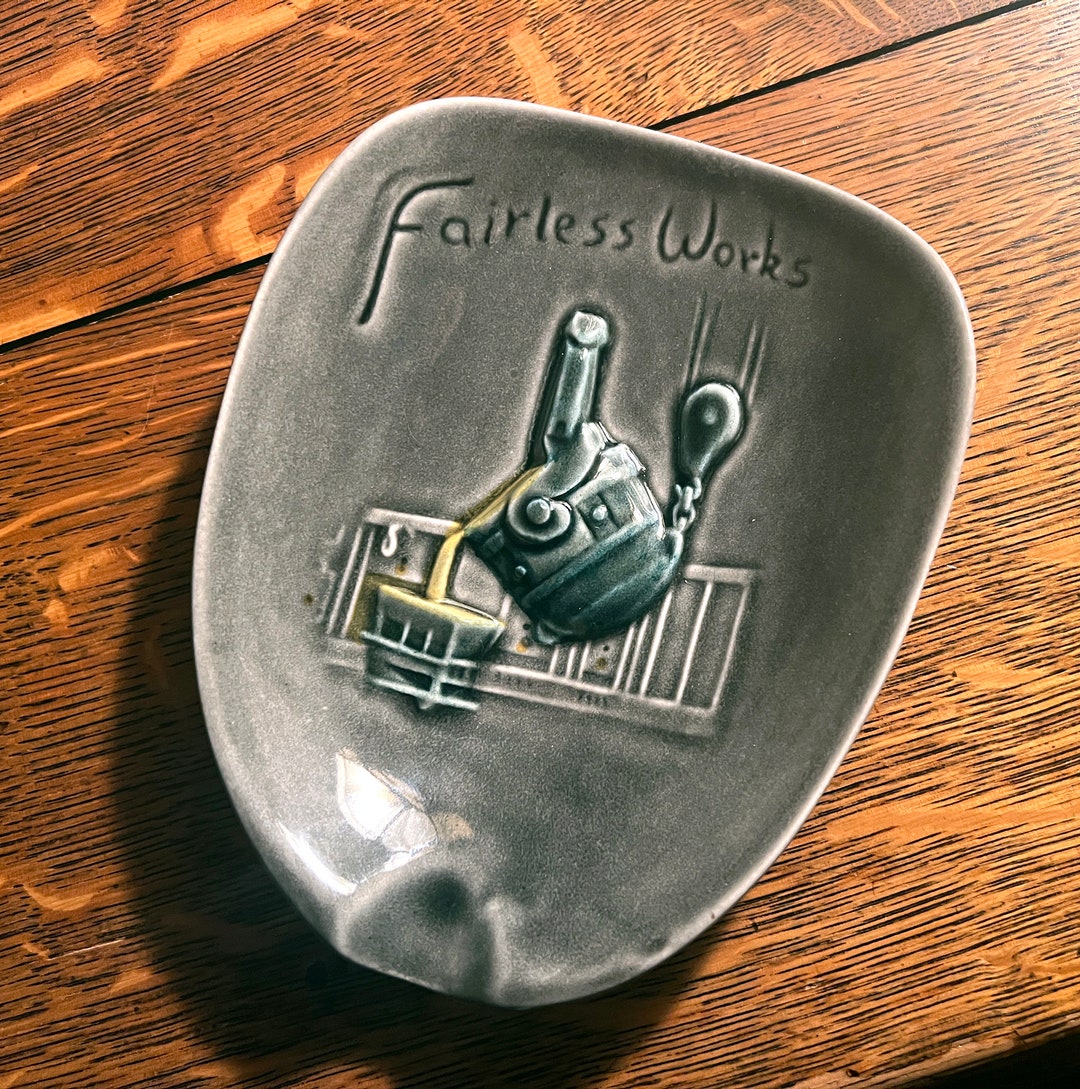 Midcentury fairless Works Steel Mill Ashtray, Pottery, Gray and Green ...