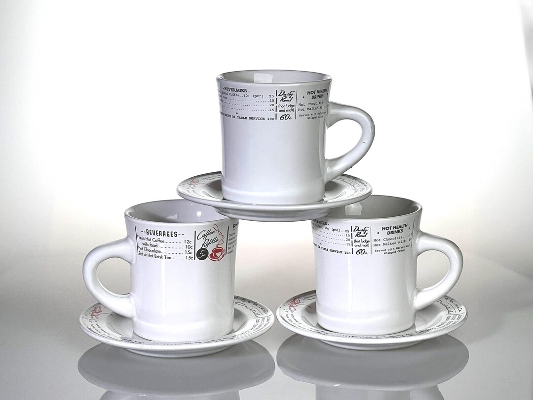 Rosanna 1950s Style Restaurant Mugs & Saucers: "eating Out" Set of 3 ...