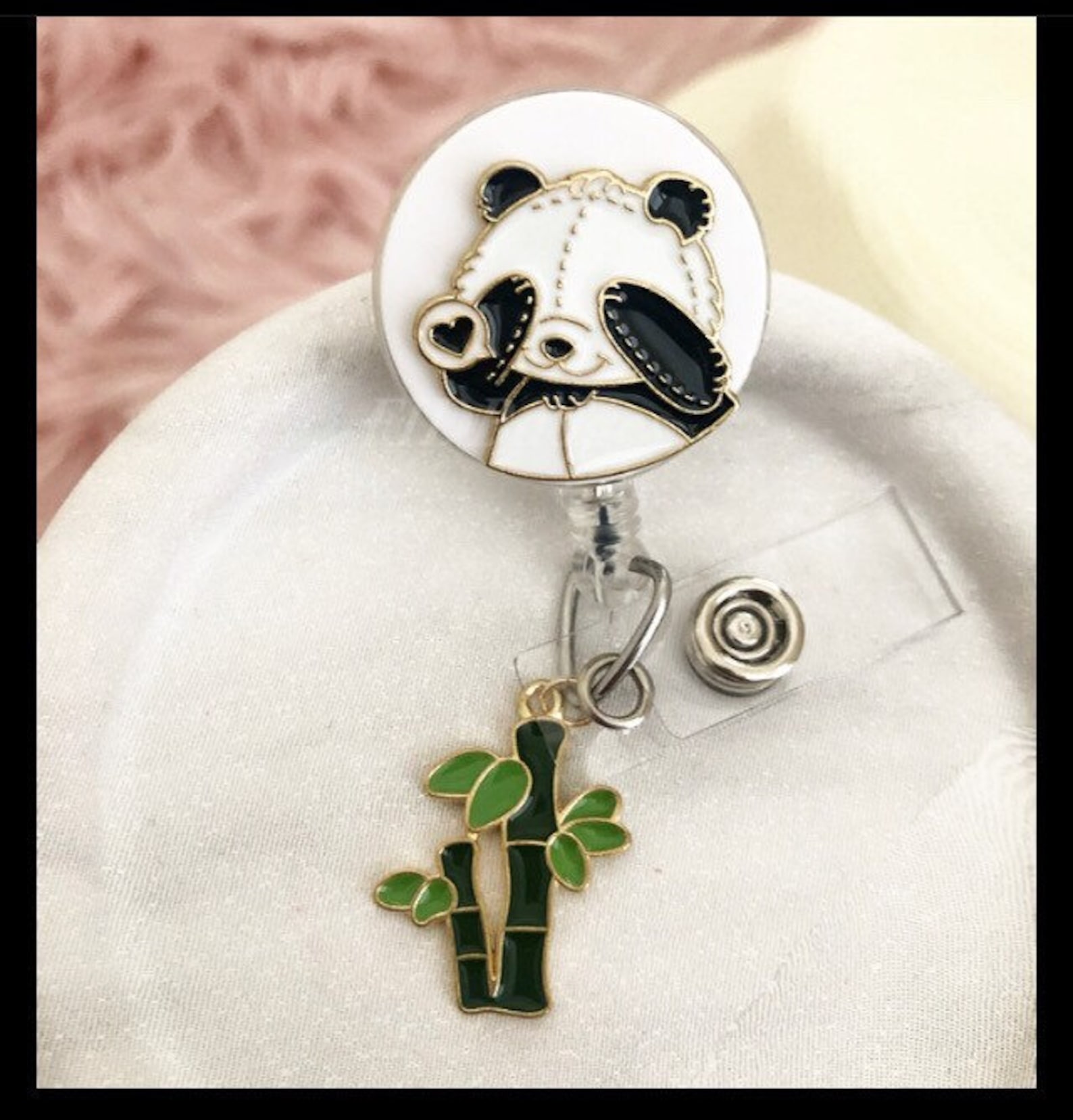 Peek-a-panda & Bamboo Retractable Id Badge Reel Holder - Etsy