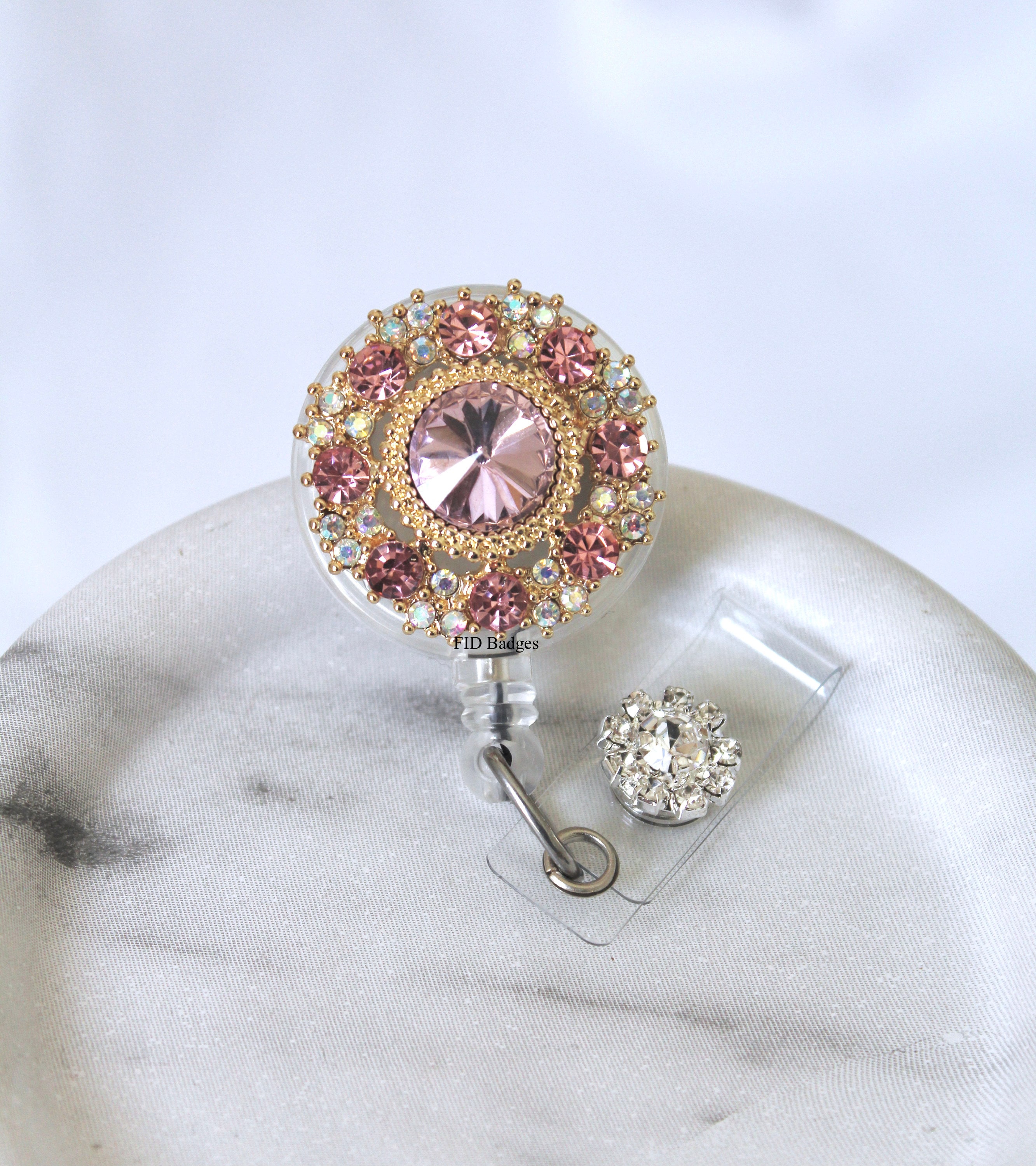 Id Badge Reel Crystal Badge Holder | Etsy