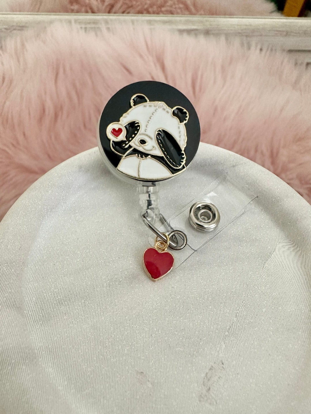 Peek-a-panda Love Retractable Id Badge Reel Holder - Etsy