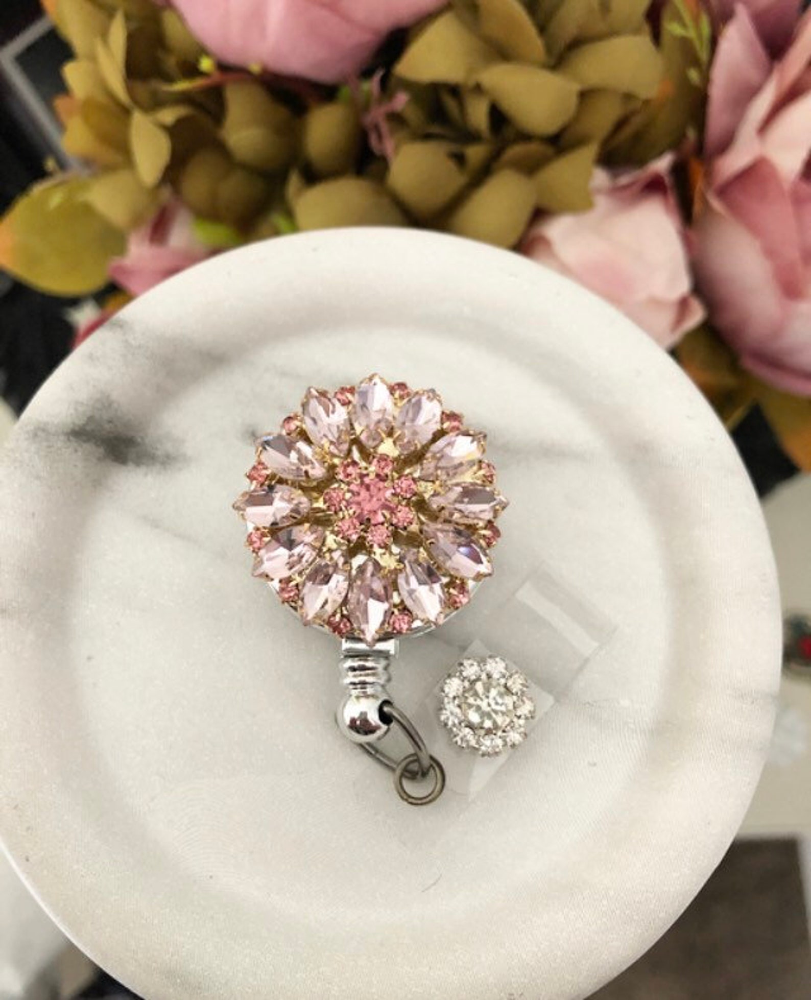 Id Badge Reel Crystal Badge Holder - Etsy