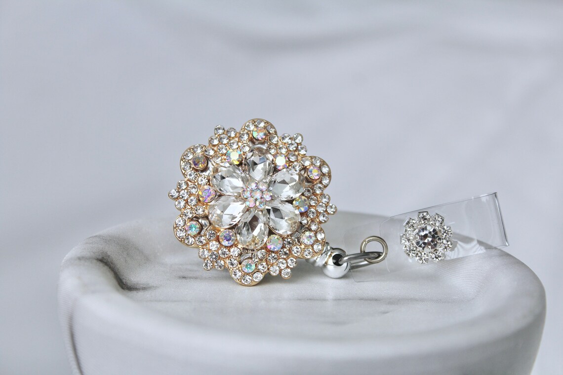 Id Badge Reel Crystal Badge Holder - Etsy