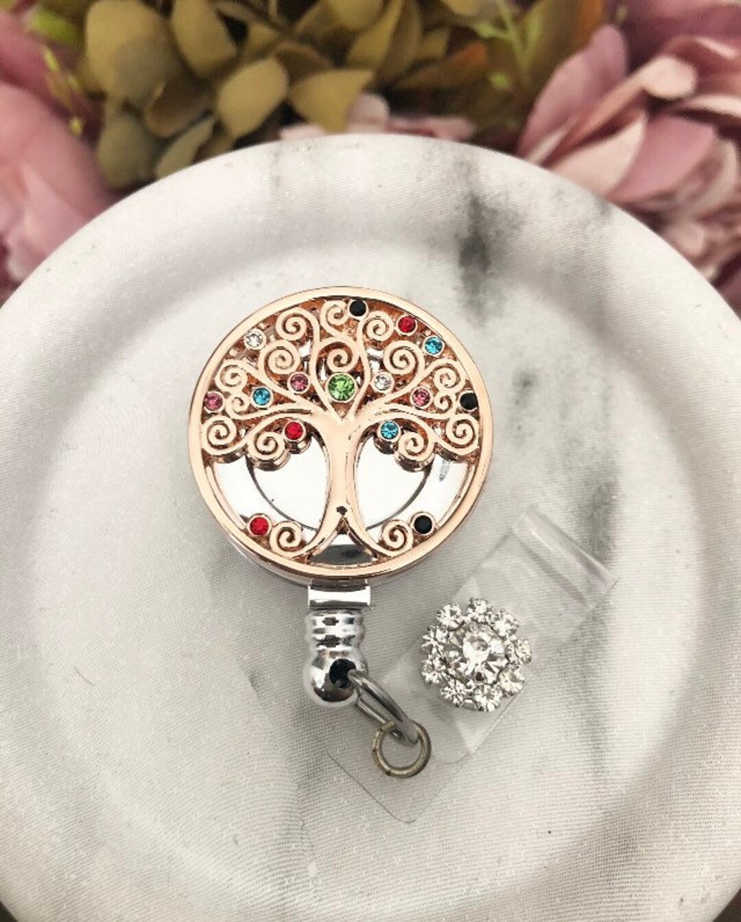 Rhinestone Tree of Life Retractable ID Badge Reel - Etsy