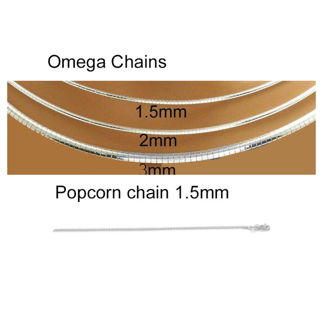 Reserved Chains 18" Popcorn Chain & Omega Chain 16" 18" .925 Sterling ...