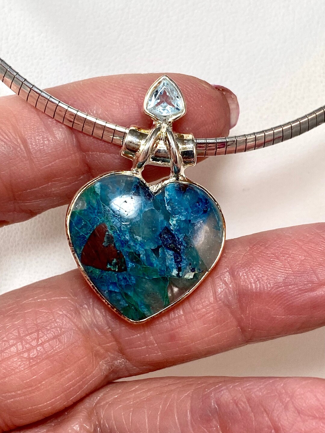 Quantum Quattro Blue Topaz Sterling Silver Heart Pendant - Etsy