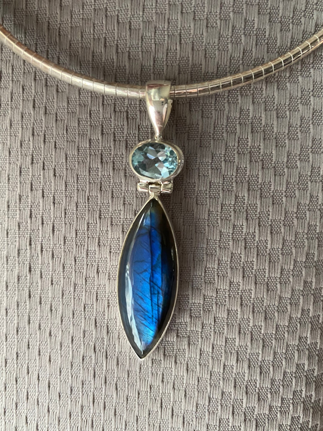 CLEARANCE High Grade Labradorite & Blue Topaz Sterling Silver Pendant ...