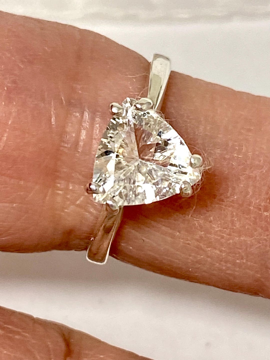 Synergy 12 Faceted Petalite Trillion Ring Sz 6 Sterling Silver ...