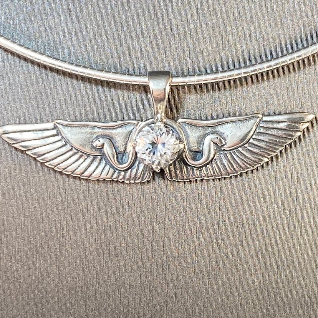 SYNERGY 12 Danburite Council of Light ISIS WING Necklace Sterling, W ...