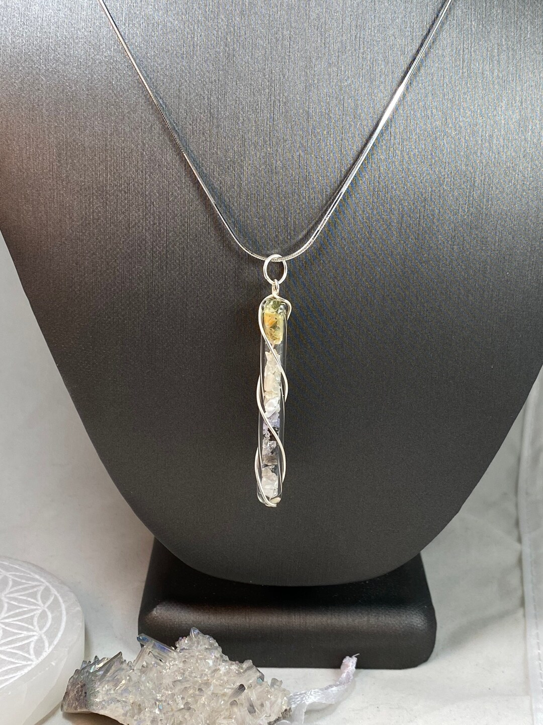 SYNERGY 12 Crystal Vial Wire Wrap Pendants Sterling .925 - Etsy