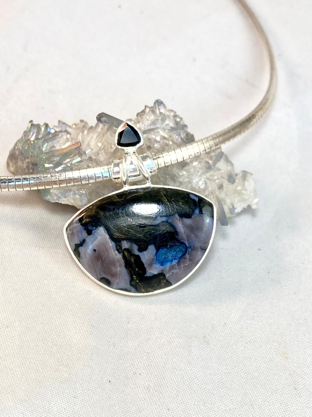 Powerful Mystic Merlinite, Black Onyx, Sterling Silver Pendant With ...