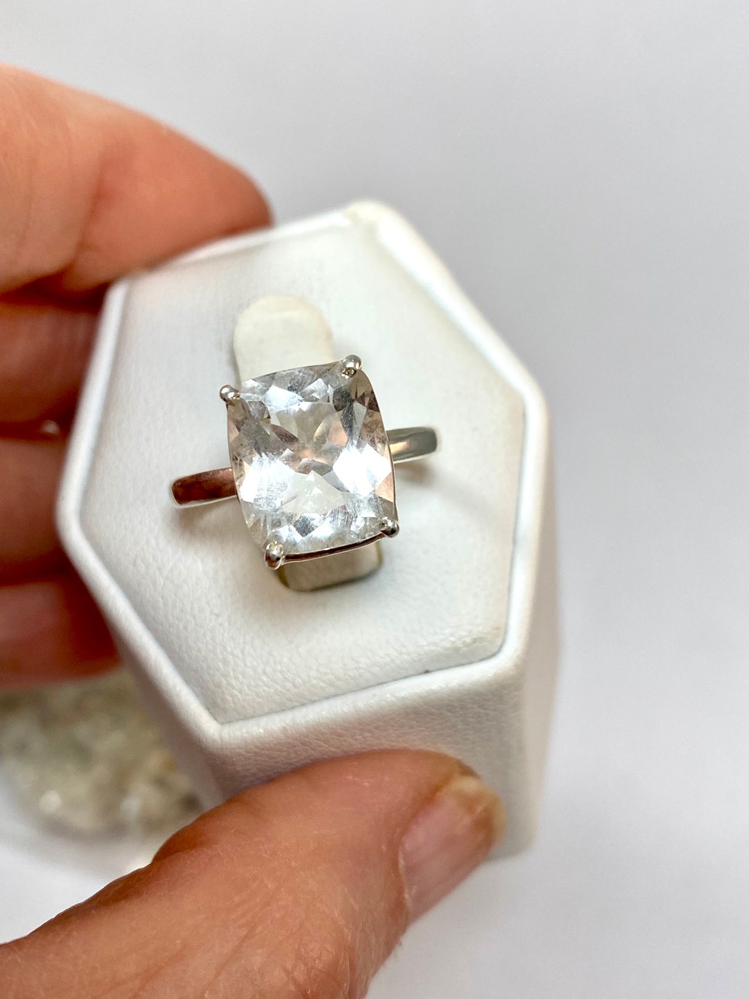 Pollucite Sterling Silver Ring: Lemurian Quartz Crystal, Size 6 1/2 - Etsy