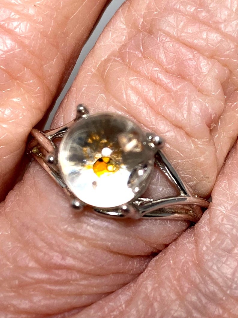 Extraordinary Lumi Golden Enhydro Sphere Ring Adjustable Sz Sterling ...