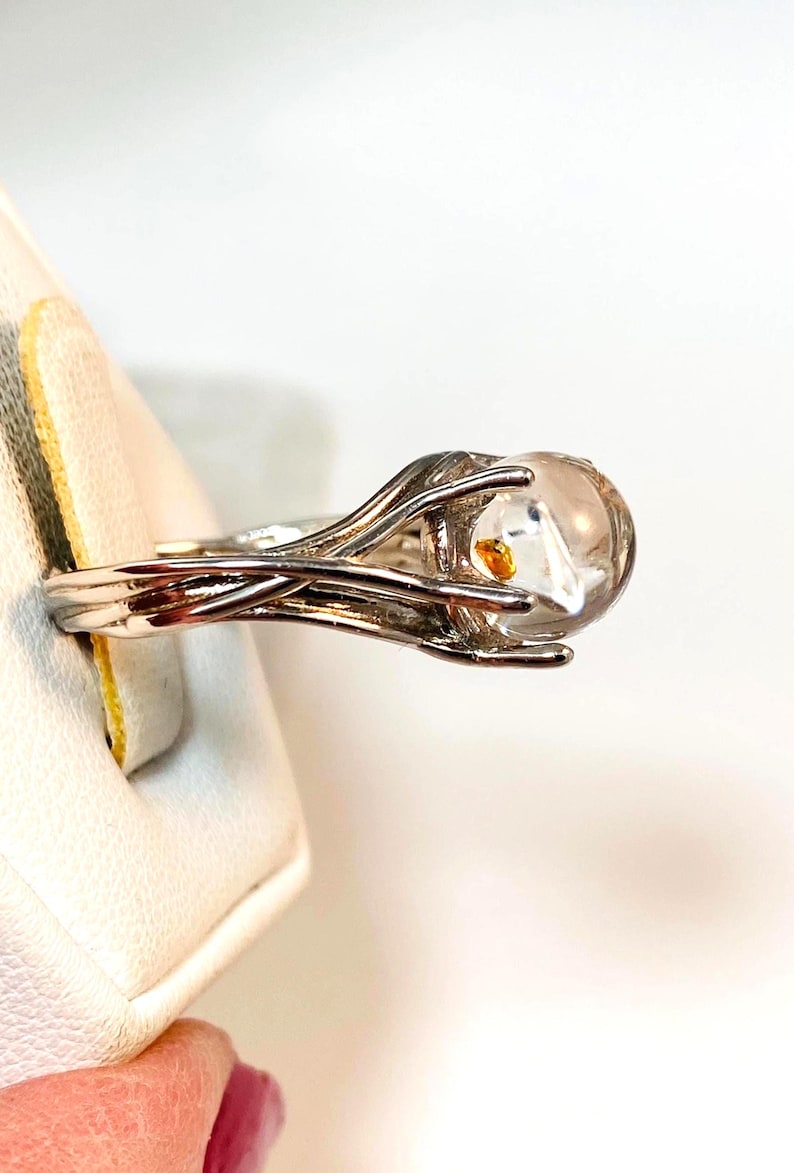 Extraordinary Lumi Golden Enhydro Sphere Ring Adjustable Sz Sterling ...