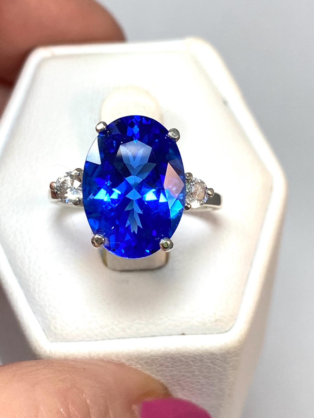 Council of Light Siberian Blue Quartz Danburite Ring Sz 7 Sterling ...