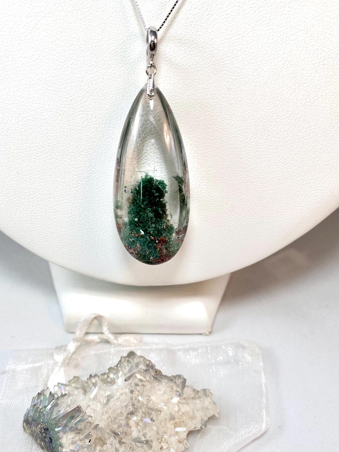 RARE Shaman Dream Green Red Garden Quartz, Sterling Silver Pendant W ...