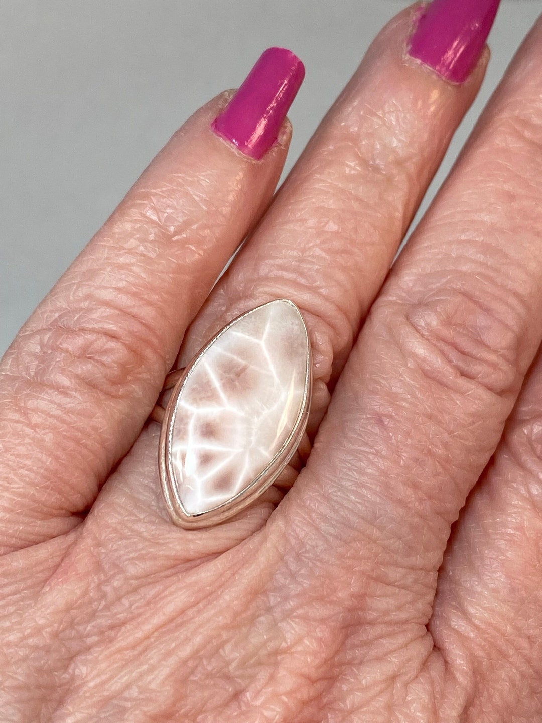Synergy 12 Ascension ULTRA RARE Pink Natrolite Sterling Ring Sz. 7.5 ...