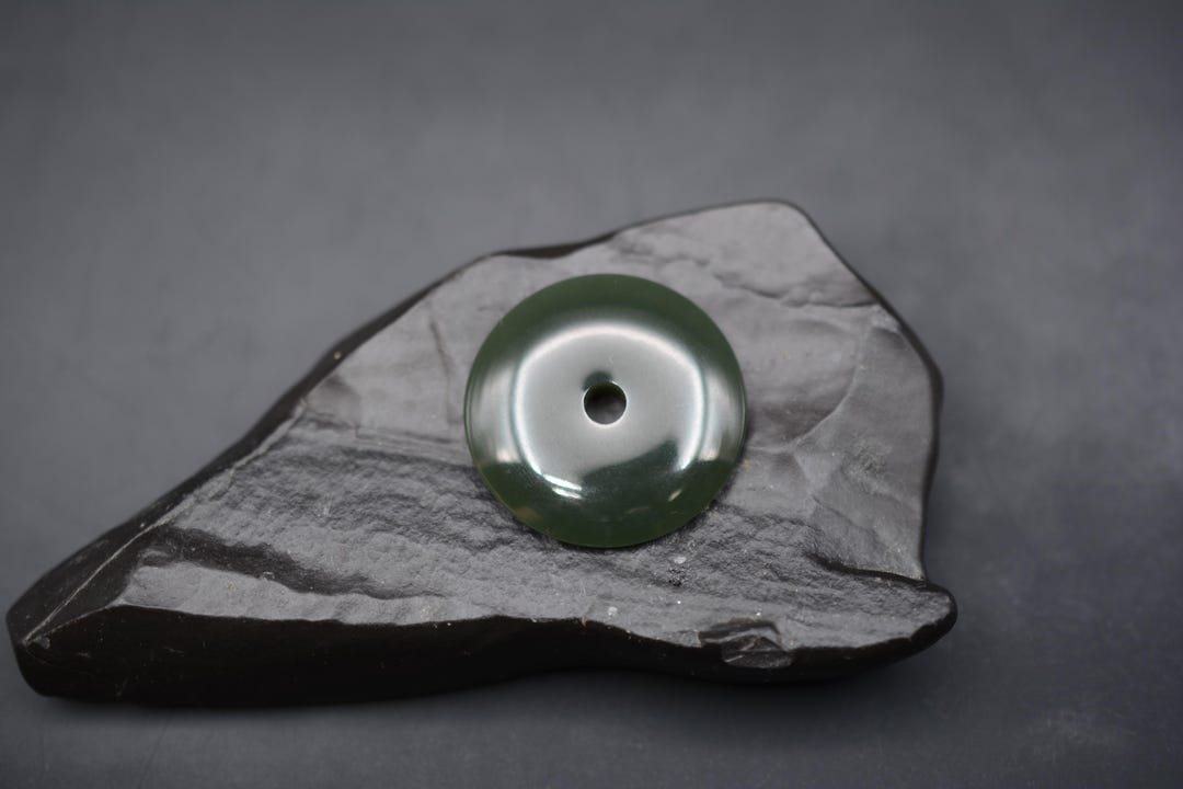 A Hand Carved Chinese Nephrite Olive "bi Disc" Pendant - JSK-034 - Etsy