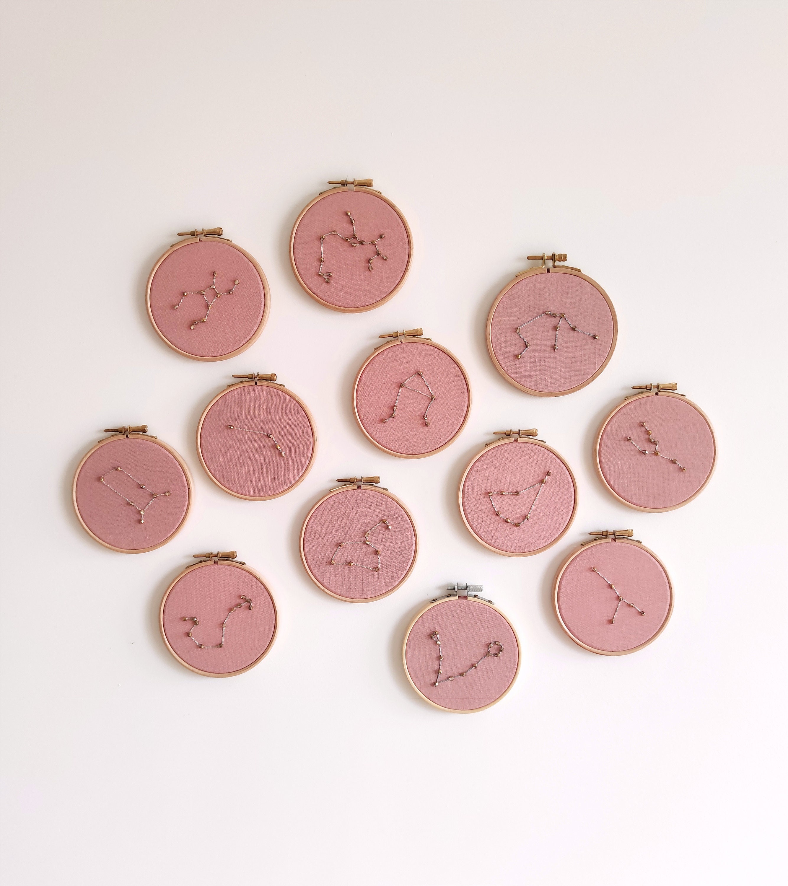 Zodiac Constellations Wall Embroidery - Aries Taurus Gemini Cancer Leo ...