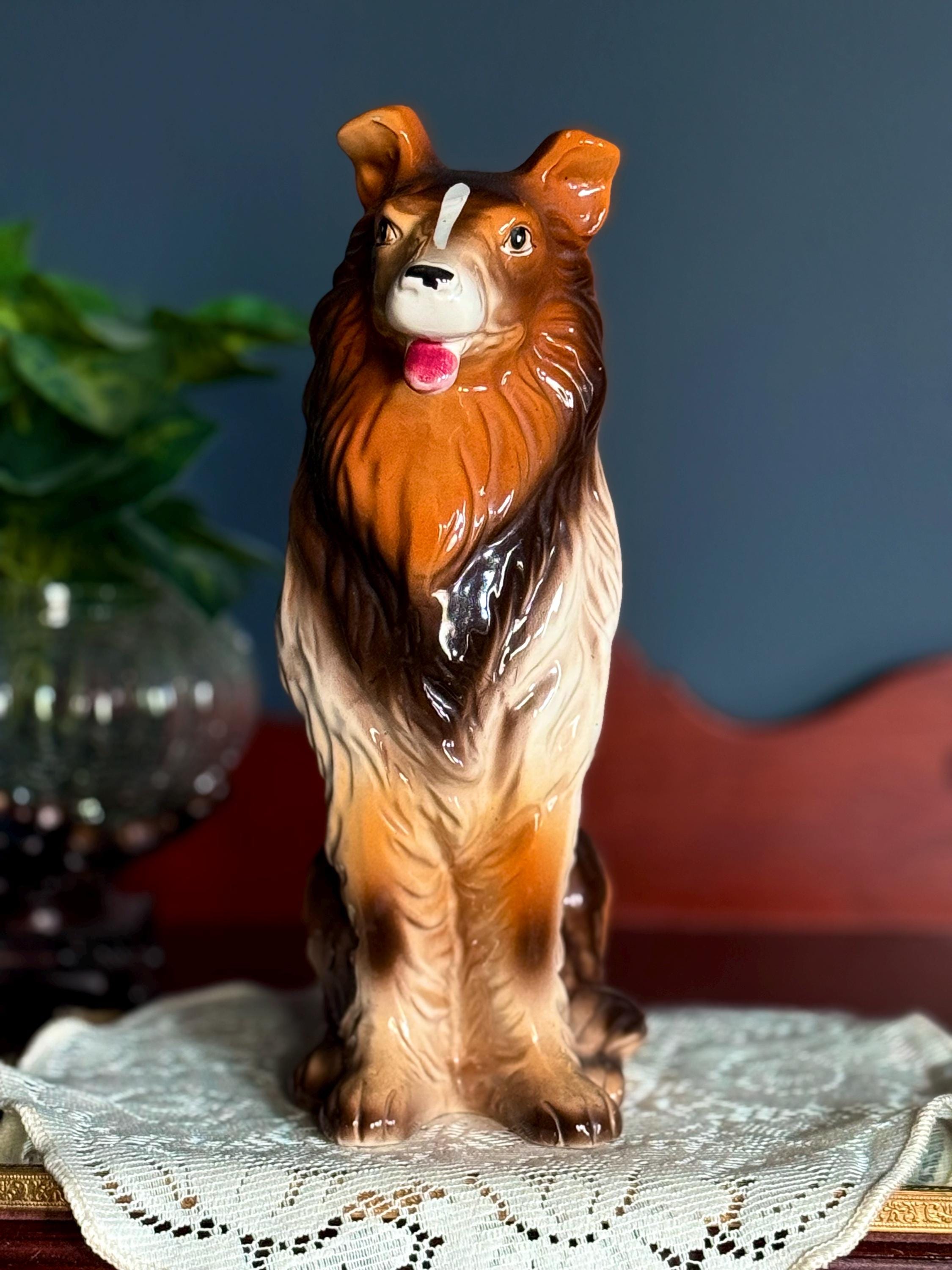 Vintage Hand-painted Ceramic Collie Dog Figurine | Dee Bee Co. Japan ...