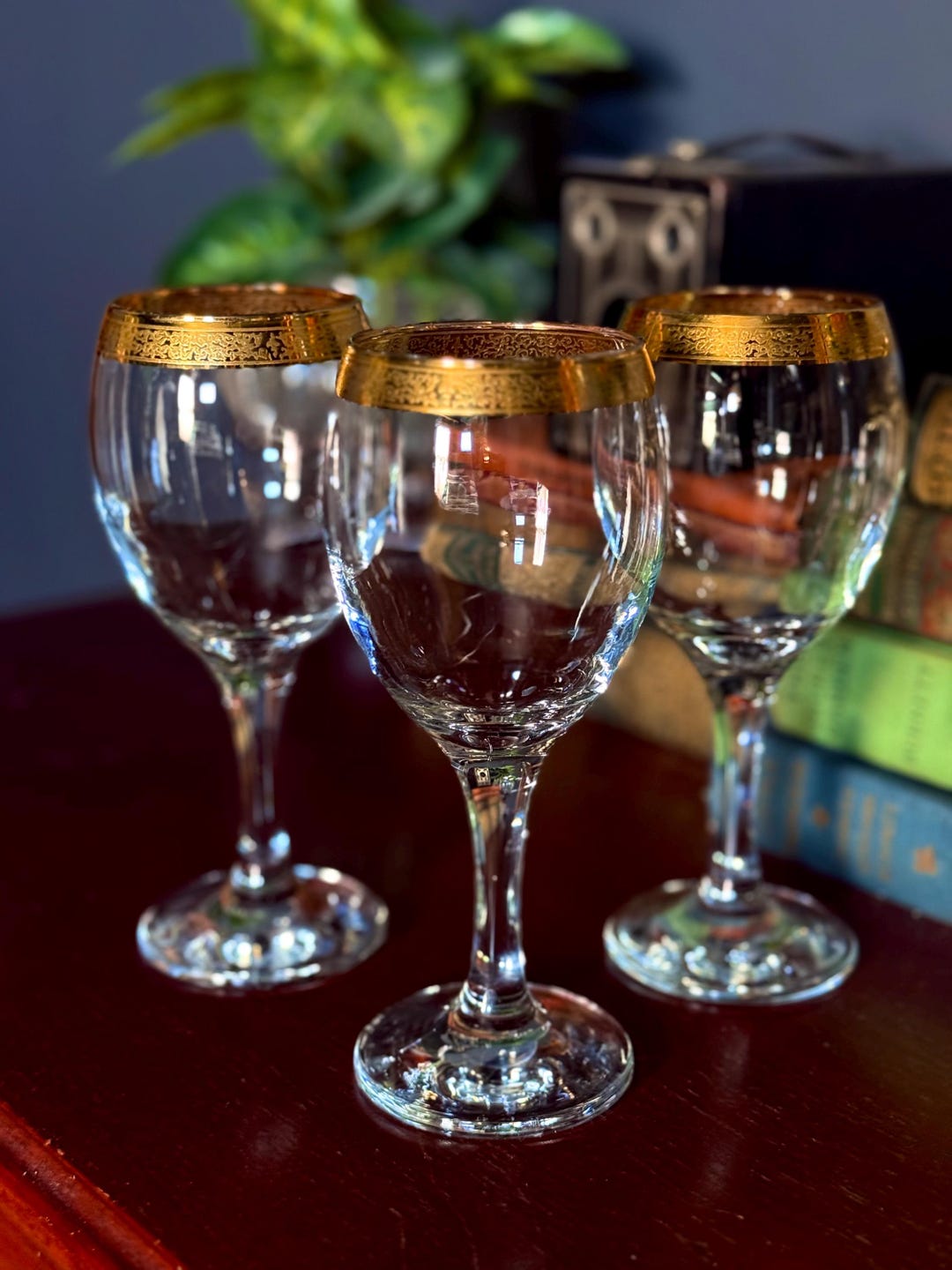 Vintage MCM Circleware Wine Goblets – Set of 3 – Gold Rimmed – 6.5 ...