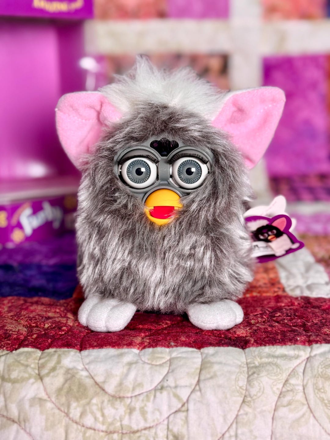 Vintage 1998 Tiger Electronics Furby Model 70-800 Gray Pink Ears | Mint ...