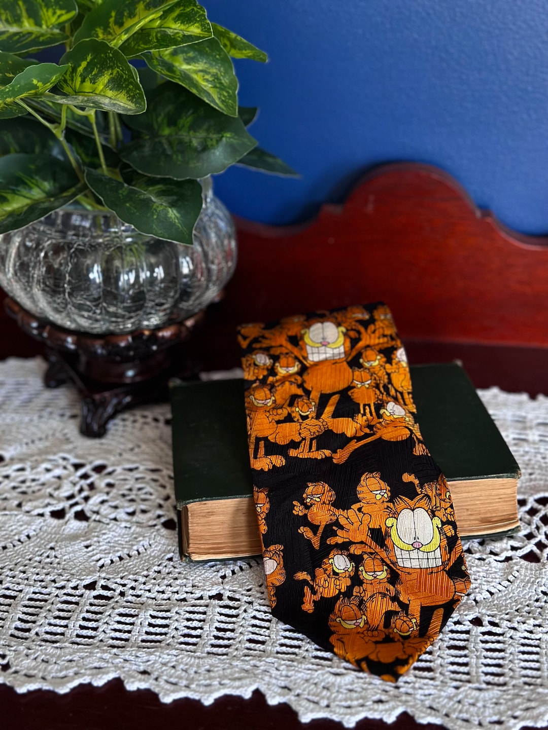 Vintage Garfield Paws Addiction 100% Silk Made in Korea Men’s Neck Tie ...