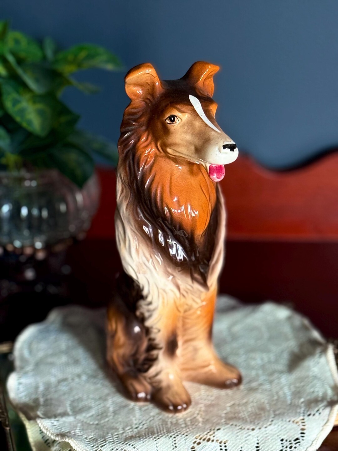 Vintage Hand-painted Ceramic Collie Dog Figurine | Dee Bee Co. Japan ...