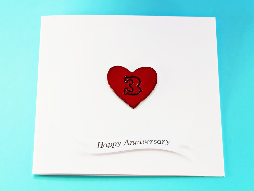 Happy 3rd Anniversary Card With Red Leather Heart Leather Etsy happy-3rd-anniversary-card-with-red-leather-heart-leather-etsy