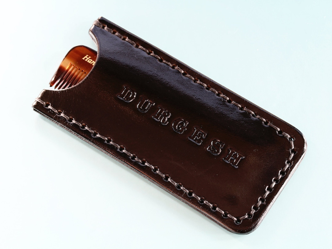 Personalized Leather Comb Case: Handmade Monogrammed Gift - Etsy