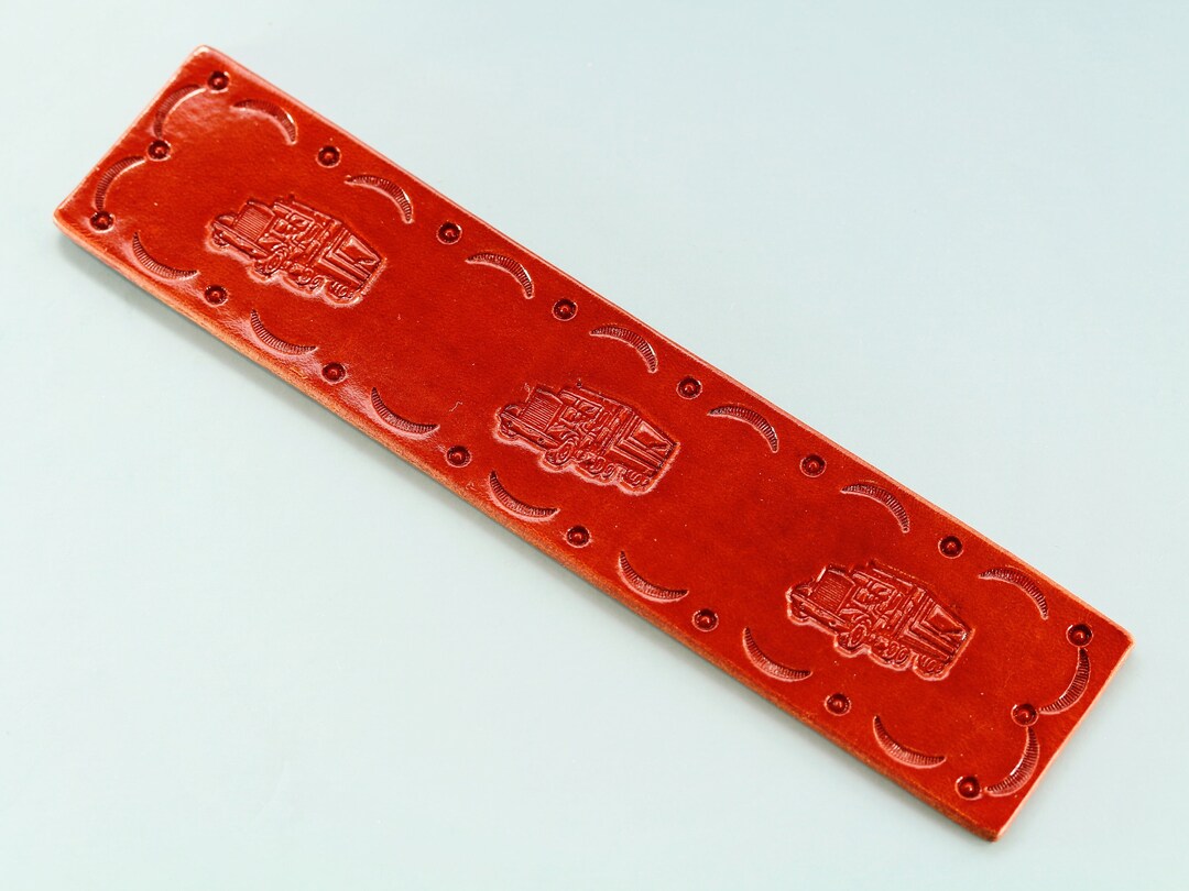 Truck Bookmark, Hand Tooled Leather Bookmark Him, Leather Gift for Dad ...