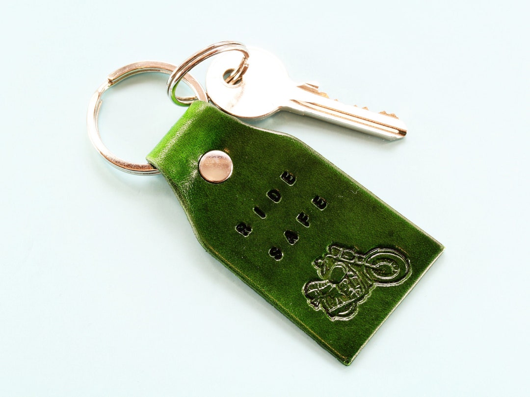 Leather Key Chain Ride Safe Motorcycle Key Fob Motorbike Keyring - Etsy