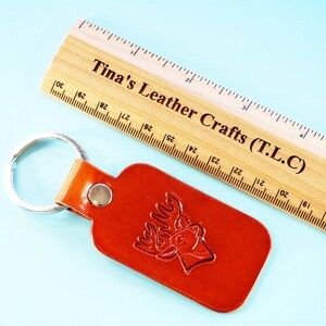 Stag Keychain, Leather Keychain, Handmade Stags Head Key Chain, Unique ...