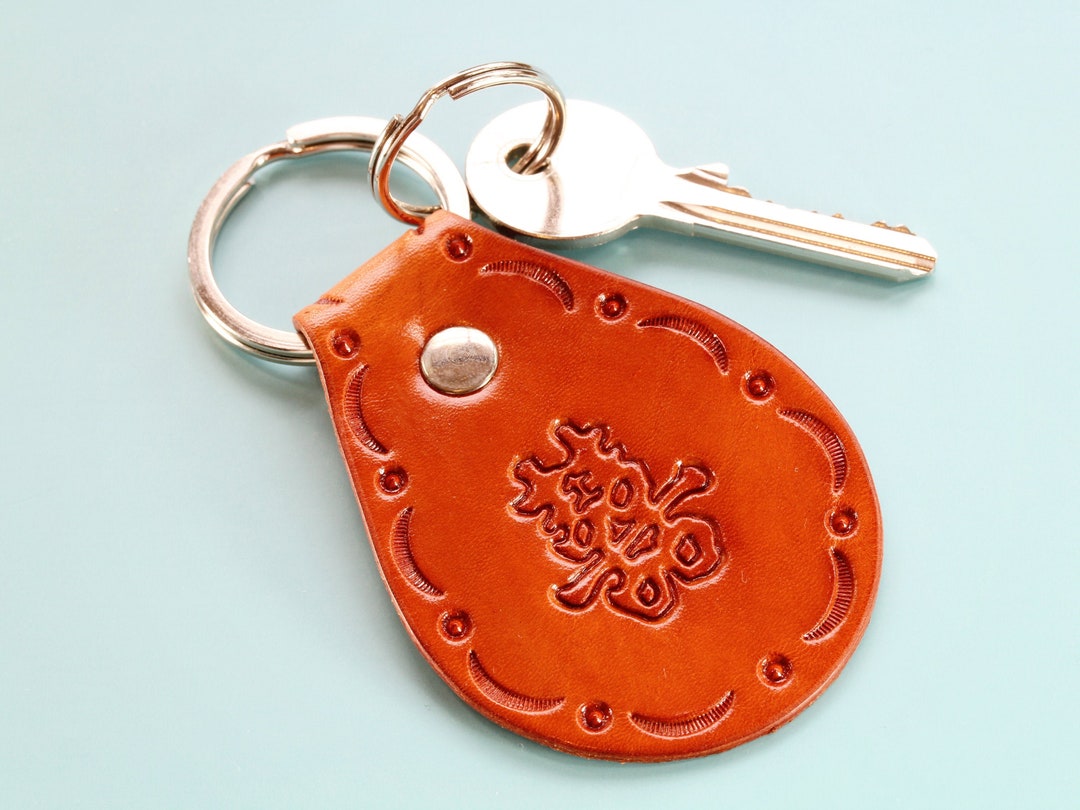 Leather Keychain Chinese Symbol Happiness Leather Keyring Chinese ...