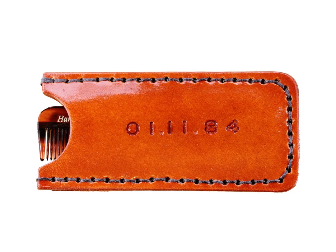 Personalized Leather Comb Case, Special Date Comb Case, Leather ...