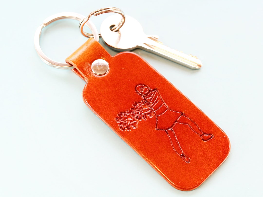 Cheerleader Keychain Leather Keychain, Cheerleader Keyring ...