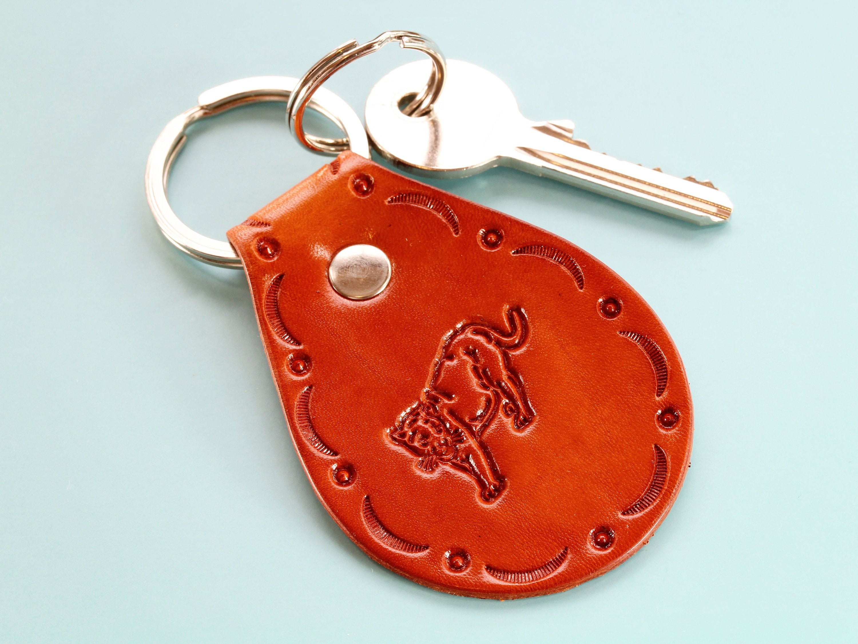 Lion Keychain Leather Keychain, Lion Keyring Leather Keyring, Birthday ...