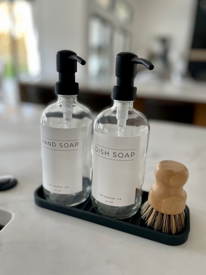 Glass Bottle Set Hand Soap Dish Soap Set Soap Dispensers - Etsy
