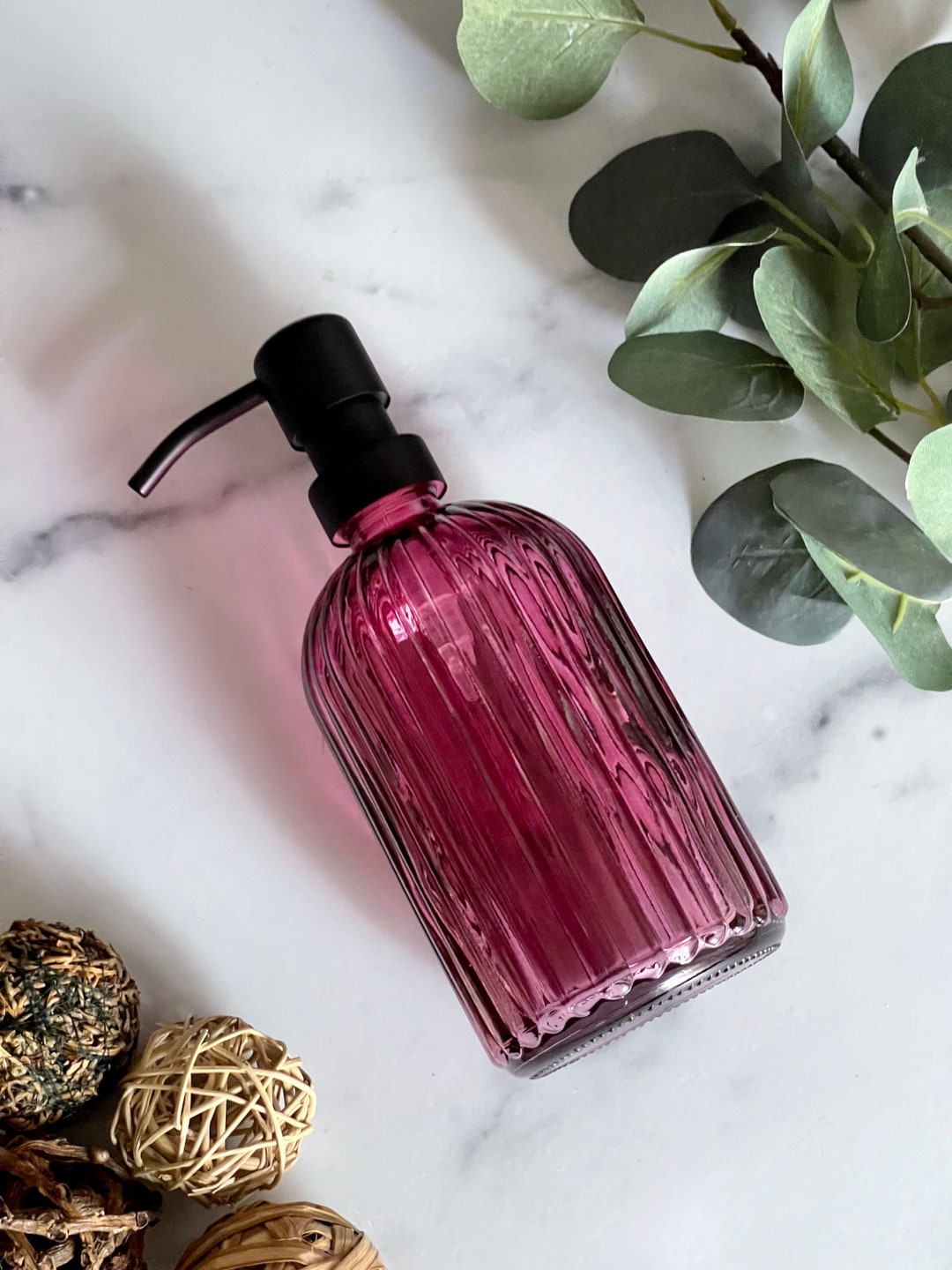 Purple Vintage Glass 14 Oz Soap Dispenser Glass Apothecary Refillable ...