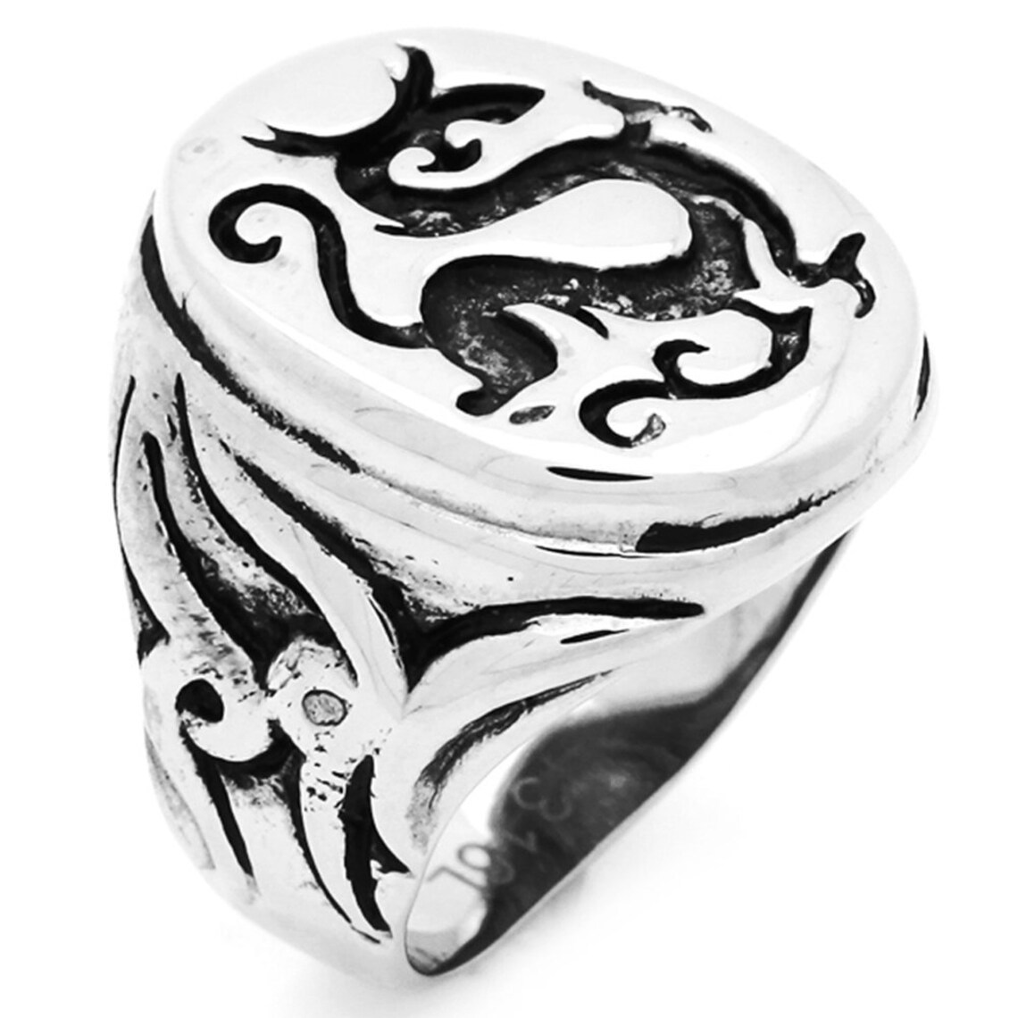 23mm Stainless Steel Ring 316L Ring Antique Black Color Dragon - Etsy