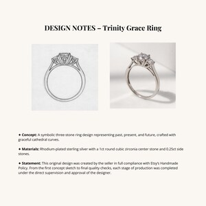 Sterling Silver Three Stone Engagement Ring: 1CT CZ Stone Trinity ...