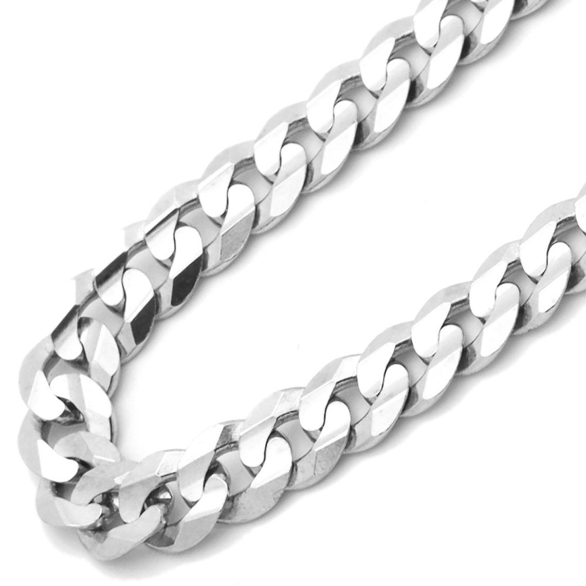 Solid 14K White Gold Chain Necklace 6mm Concaved Light Curb | Etsy