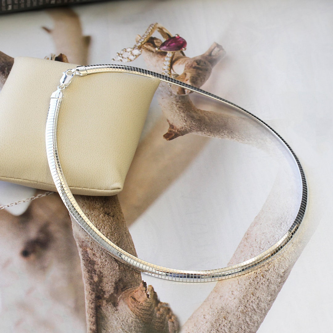 3mm, 6mm, 8mm OMEGA Chain, Solid Sterling Silver Chain Necklace, High ...